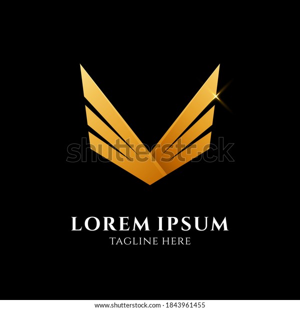 Golden Wings Logo 3d Concept Sparkling Stock Vector (Royalty Free ...