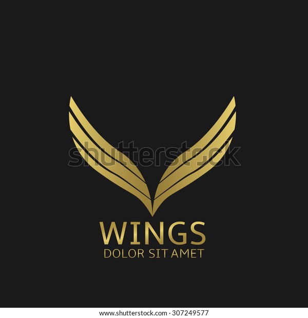 Golden Wings Logo On Black Background Stock Vector (Royalty Free ...