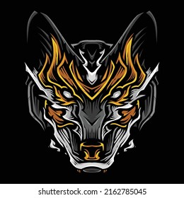 Golden Wolf Head Vector Illustration Stock Vector (Royalty Free ...