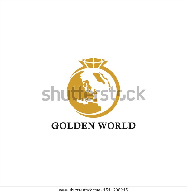 Golden World Golden Globe Logo Design Stock Vector (Royalty Free ...