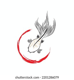 Goldfish Outline Vector Design Line Art Stock Vector (Royalty Free ...