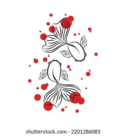 Goldfish Outline Vector Design Line Art Stock Vector (Royalty Free ...