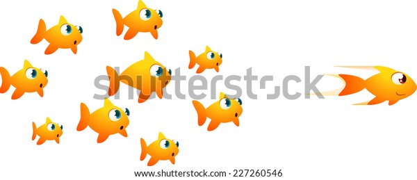 Goldfish Racing One Winner Front Vector Stock Vector (Royalty Free ...