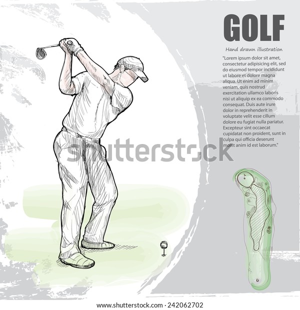 Golf Background Design Hand Drawn Stock Vector (Royalty Free) 242062702 ...