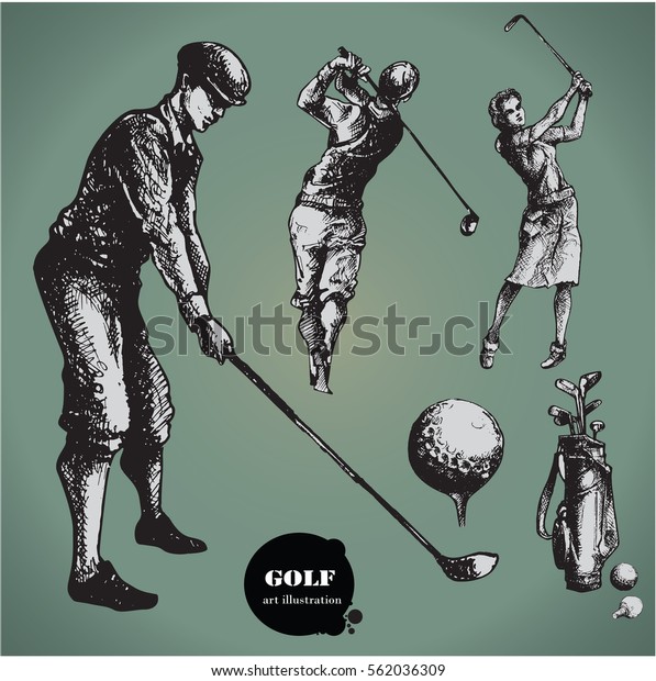 Golf Collection Hand Drawn Illustrations Stock Vector (Royalty Free ...