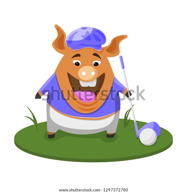 Golf Day Pig Line Golf Shot Stock Vector (Royalty Free) 1297372780