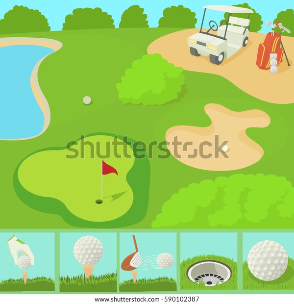 Golf Field Concept Cartoon Illustration Golf Stock Vector (Royalty Free ...