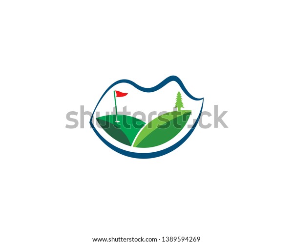 Golf Field Icon Logo Template Design Stock Vector (Royalty Free ...