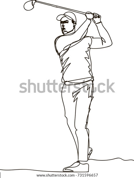 Golf Player Continuous Line Drawing Stock Vector (Royalty Free) 731596657