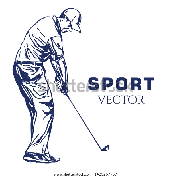 Golf Player Sketch Vector Man Playing Stock Vector (Royalty Free ...