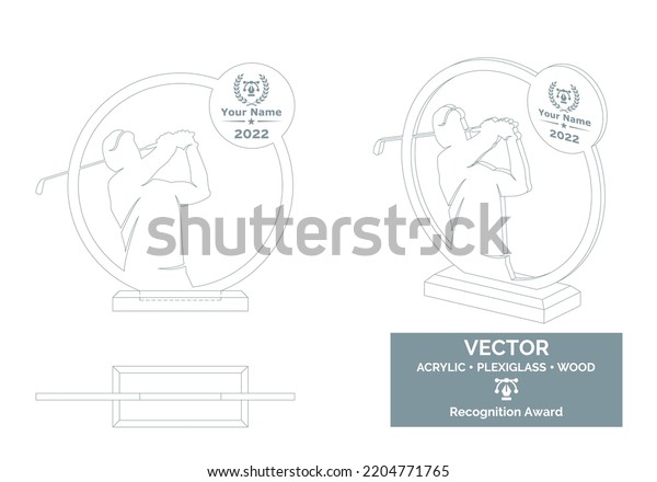 Golf Player Trophy Vector Template Golf Stock Vector (Royalty Free ...