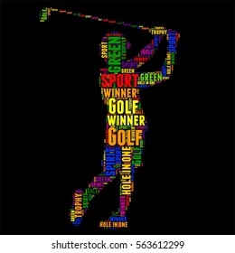 Golf Typography Word Cloud Colorful Vector Stock Vector (Royalty Free ...