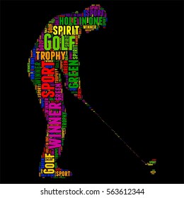 Golf Typography Word Cloud Colorful Vector Stock Vector (Royalty Free ...