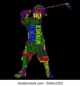 Golf Typography Word Cloud Colorful Vector Stock Vector (Royalty Free ...