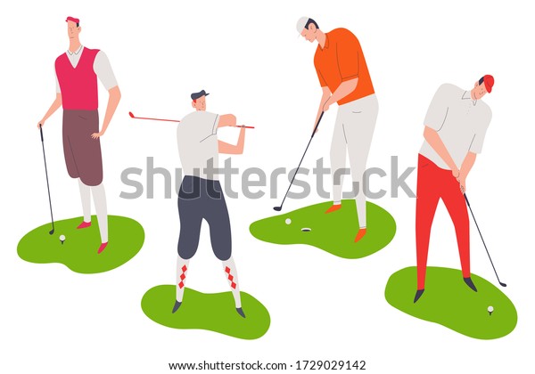 Golfer Playing Golf Vector Cartoon Characters Stock Vector (Royalty ...
