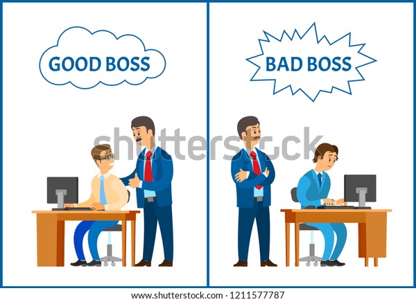Good Bad Boss Comparing Attitude Employee Stock Vector (Royalty Free ...
