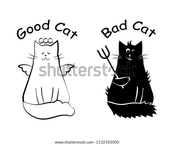Good Bad Funny Cats Icons Black Stock Vector (Royalty Free) 1132583000 ...