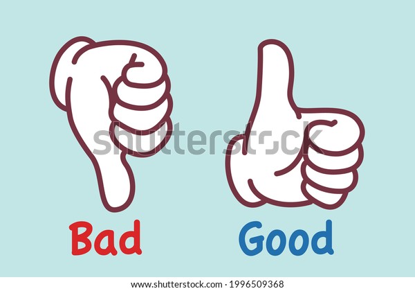 Buena, mala señal de mano, ilustración: vector de stock (libre de ...