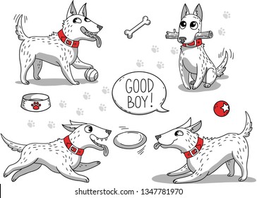 Good Boy Text Vector Illustration Set Stock Vector (Royalty Free ...
