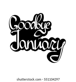 Bye January Isolated Sticker Calligraphy Phrase: vector de stock (libre ...