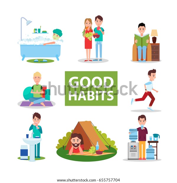 Good Habits Vector Illustrations People Who Stock Vector (Royalty Free ...
