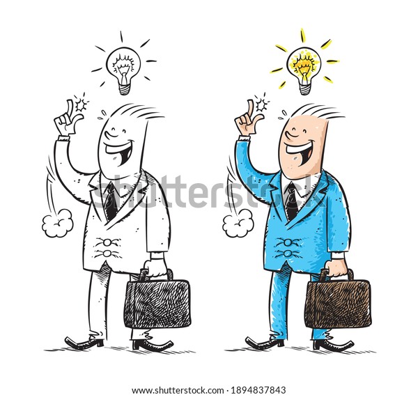 Good Idea Man Hand Drawn Illustration Stock Vector (Royalty Free ...