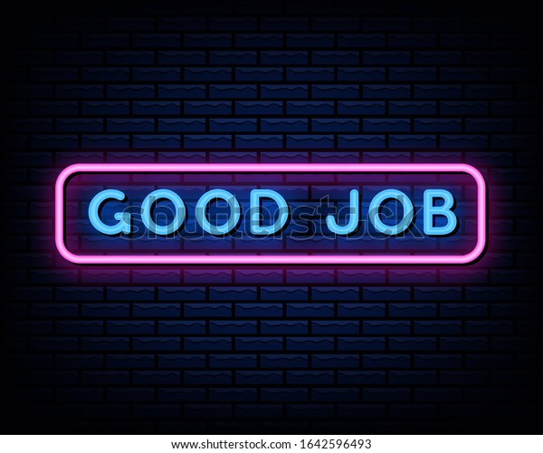 Good Job Neon Sign Vector Illustration: vector de stock (libre de ...