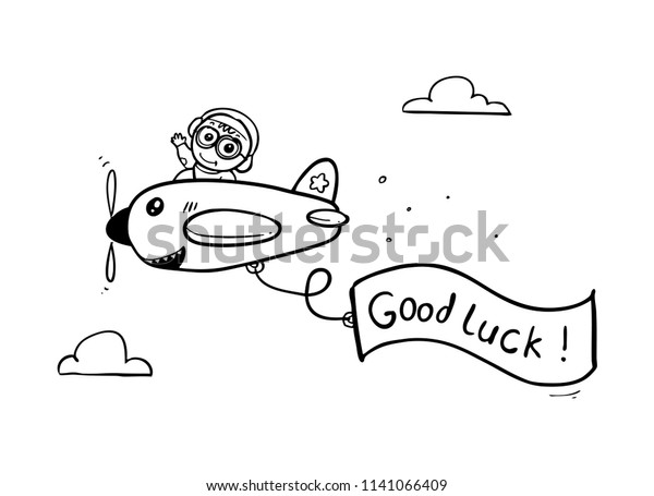 Good Luck Air Plane Sketch Stock Vector (Royalty Free) 1141066409 ...