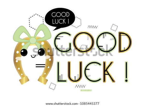 Good Luck Cute Vector Illustration Horseshoe: vector de stock (libre de ...
