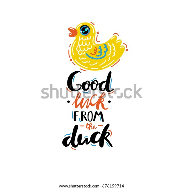 Good Luck Duck Lettering Poster Colorful Stock Vector (Royalty Free ...