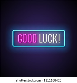 Good Luck Neon Signboard Vector Illustration: Stock-Vektorgrafik ...