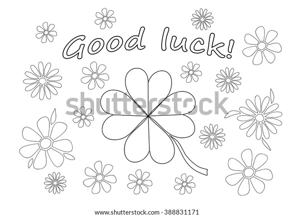 Good Luck Sign Coloring Page Card Stock Vector (Royalty Free) 388831171 ...