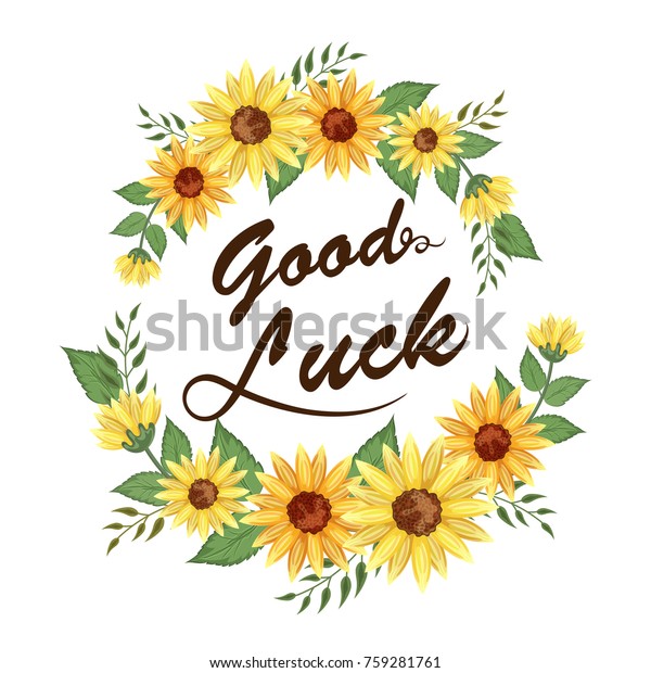 Good Luck Typography On Florals Decorated Stock Vector (Royalty Free ...