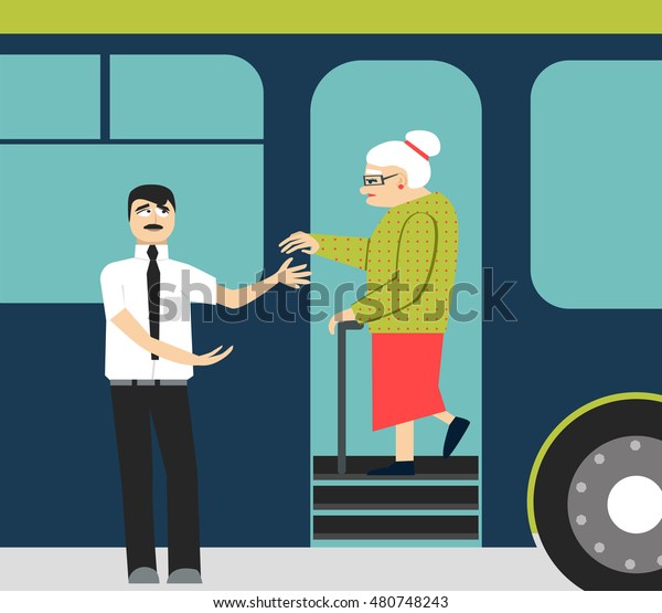 bonnes manières.vieille femme dans le bus.donner : image vectorielle de ... bonnes manières.vieille femme dans le bus.donner : image vectorielle de ...