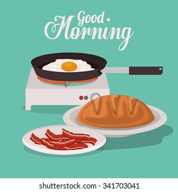 Good Morning Breakfast Design Vector Illustration Stock Vector (Royalty ...