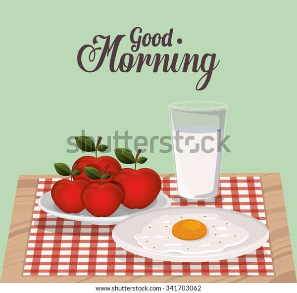 Good Morning Breakfast Design Vector Illustration Stock Vector (Royalty ...
