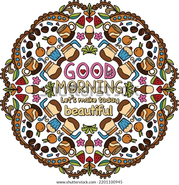 Good Morning Mandala Art Coffee Breakfast Stock Vector (Royalty Free ...