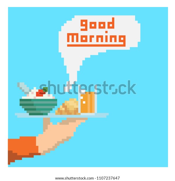 Good Morning Pixel Art Stock Vector (Royalty Free) 1107237647 ...