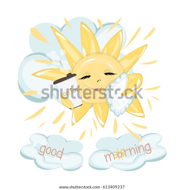Good Morning Sun Coffee Poster Wallpaper Stock Vector (Royalty Free ...