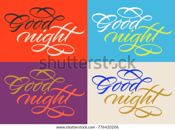 Good Night Calligraphy Handwritten Text Set Stock Vector (Royalty Free ...