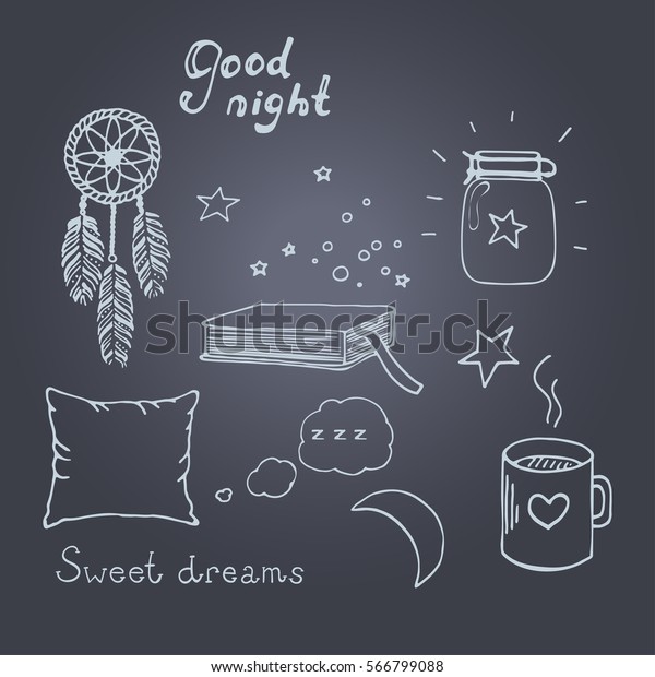 Good Night Doodle Set Isolated On Stock Vector (Royalty Free) 566799088 ...