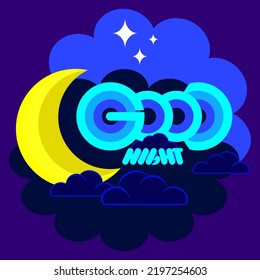 Good Night Graphic Vectornight Cloud Crescent Stock Vector (Royalty ...