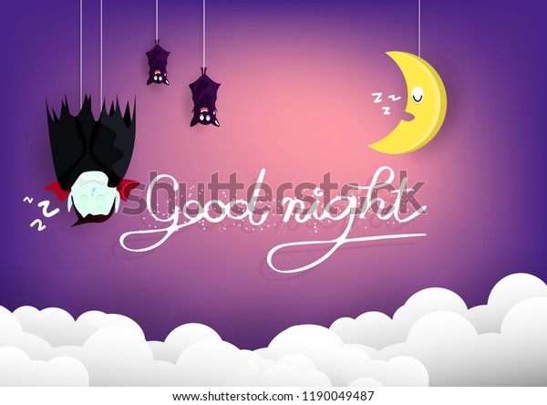 Good Night Halloween Concept Vampire Bats Stock Vector (Royalty Free ...