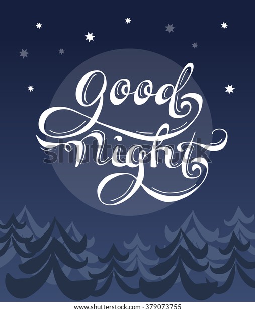 Good Night Hand Drawing Lettering Poster Stock Vector (Royalty Free ...