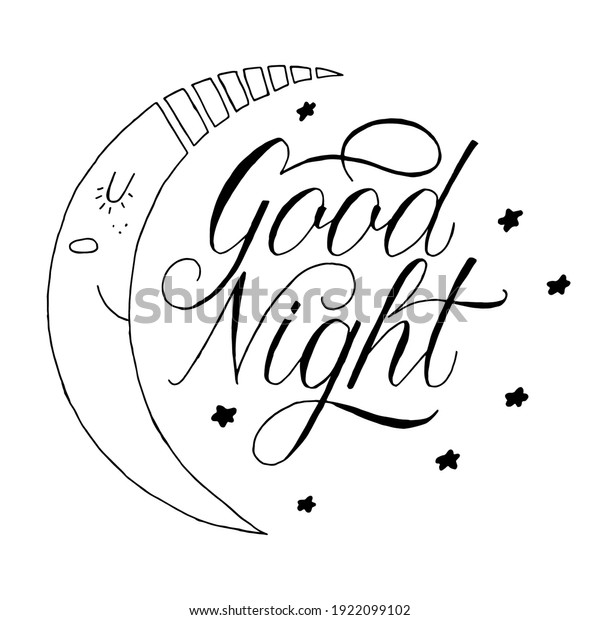 Good Night Hand Drawn Lettering Vector Stock Vector (Royalty Free ...