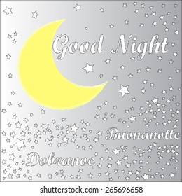 Good Night Many Languages Stock Vector (Royalty Free) 265696661
