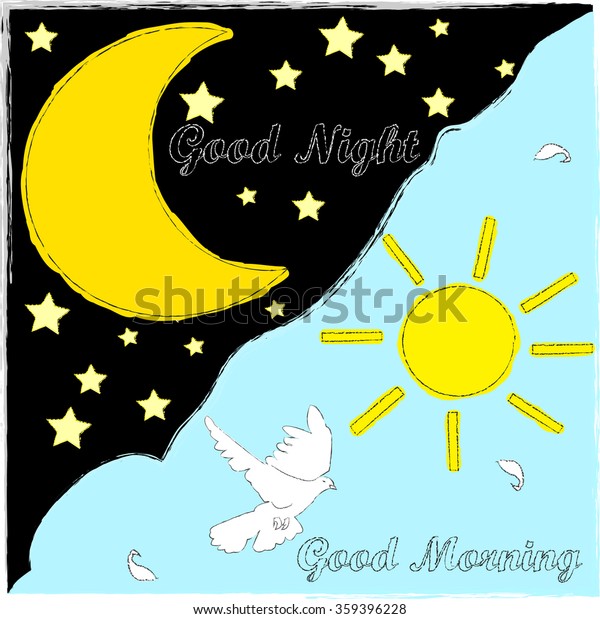 Good Night Good Morning Stock Vector (Royalty Free) 359396228