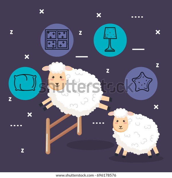 Good Night Sleep Cartoon Sheep Stock Vector (Royalty Free) 696178576 ...