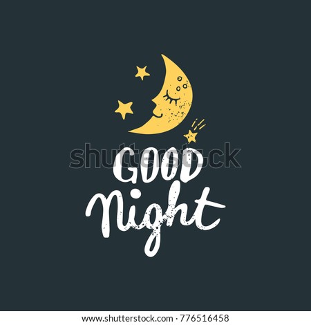 Good Night Vector Handdrawn Lettering Yellow Stock Vector (Royalty Free ...