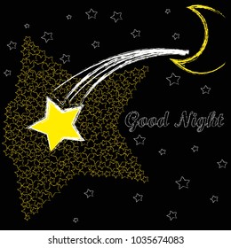 Good Night Yellow Star Made Starsstars: vector de stock (libre de ...